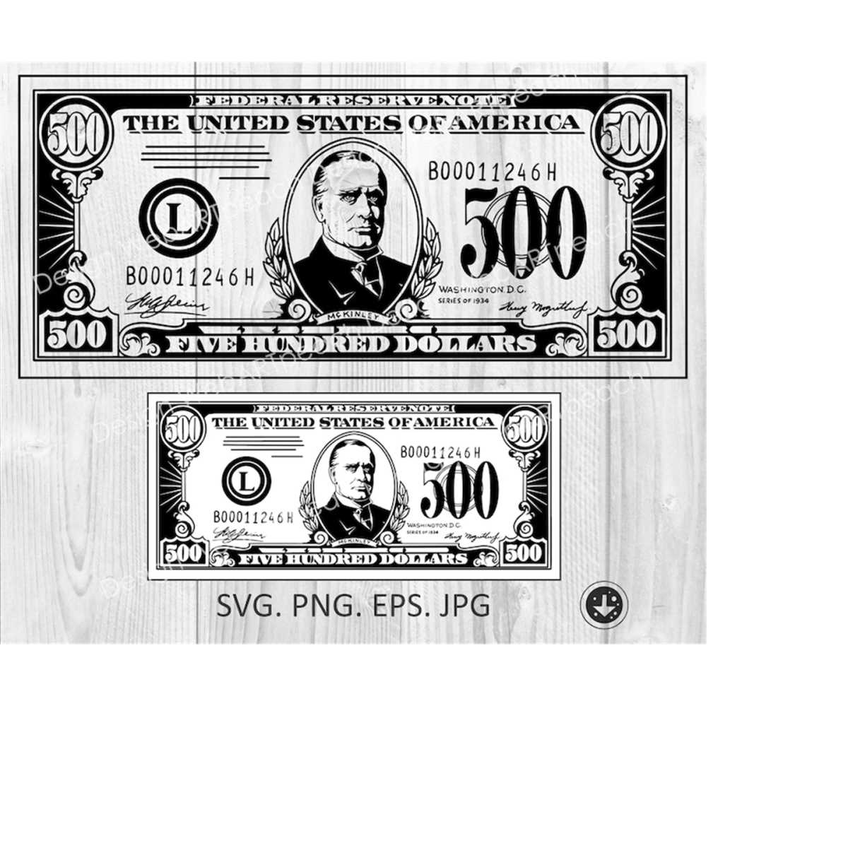 500 Dollar Bill SVG Png File Money SVG Cash Money SVG Money Inspire