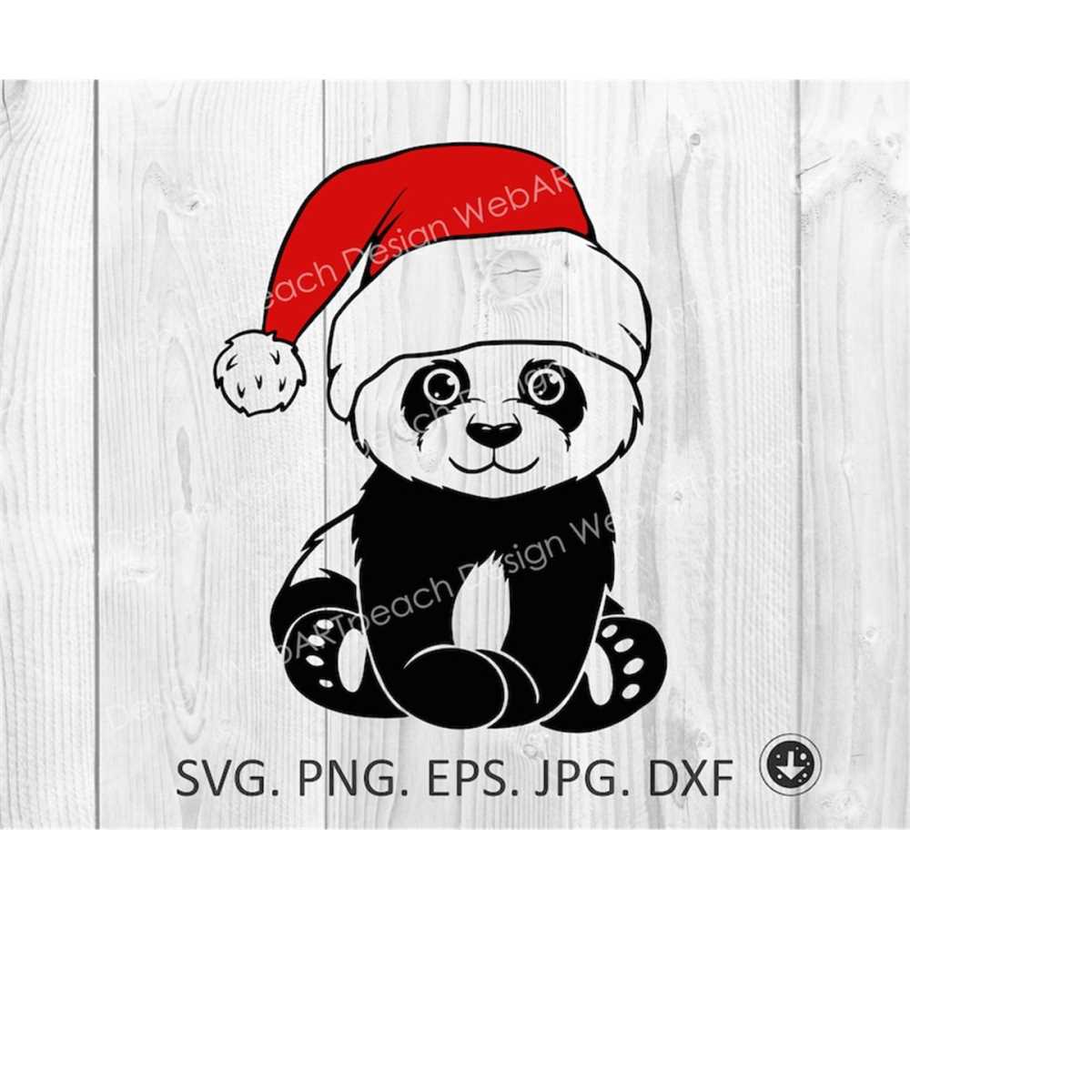 Panda santa claus svg,png,vector clipart.Panda hat santa svg | Inspire ...