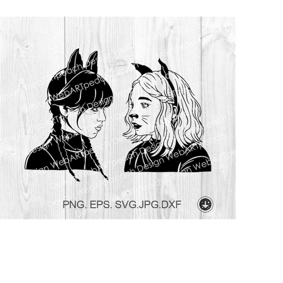 Wednesday and Enid svg,Wednesday Enid Cats svg, Jenna Ortega - Inspire ...