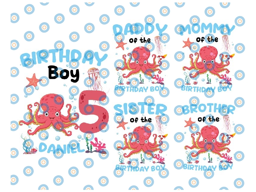 Personalized Name Age Octopus Birthday Family, Undersea Birt - Inspire ...