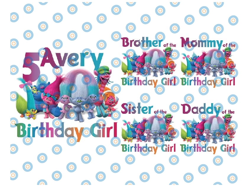Custom Name Age Birthday Girl/Boy PNG, Trolls Clipart, Troll - Inspire ...