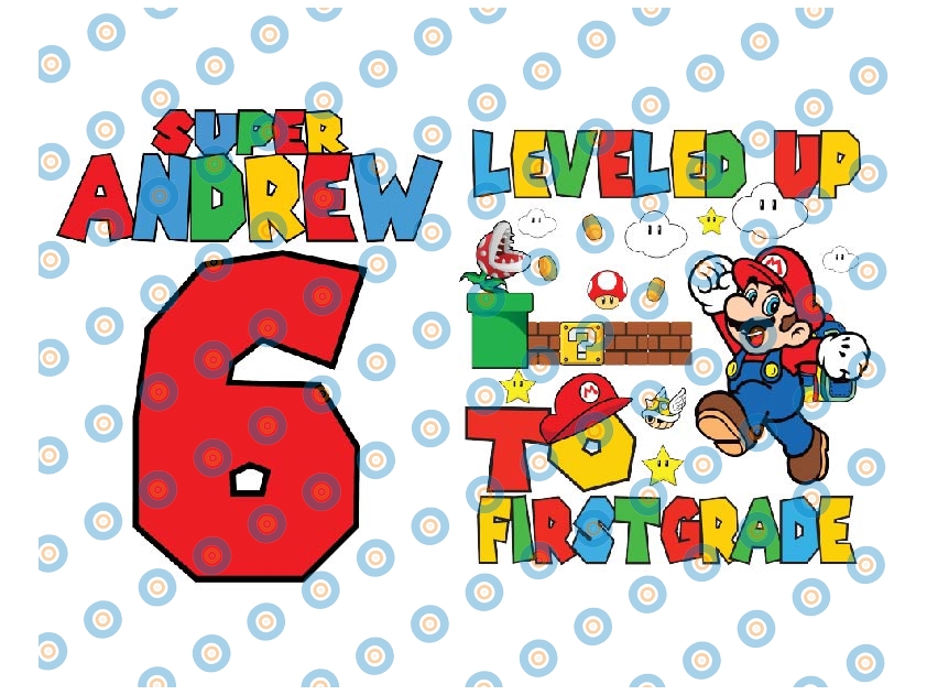 Personalized Super Mario Leveled Up To Kindergarten Png, Mar | Inspire ...