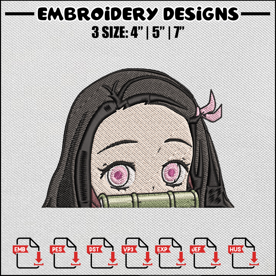 Nezuko face embroidery design, Nezuko embroidery, Anime desi | Inspire ...
