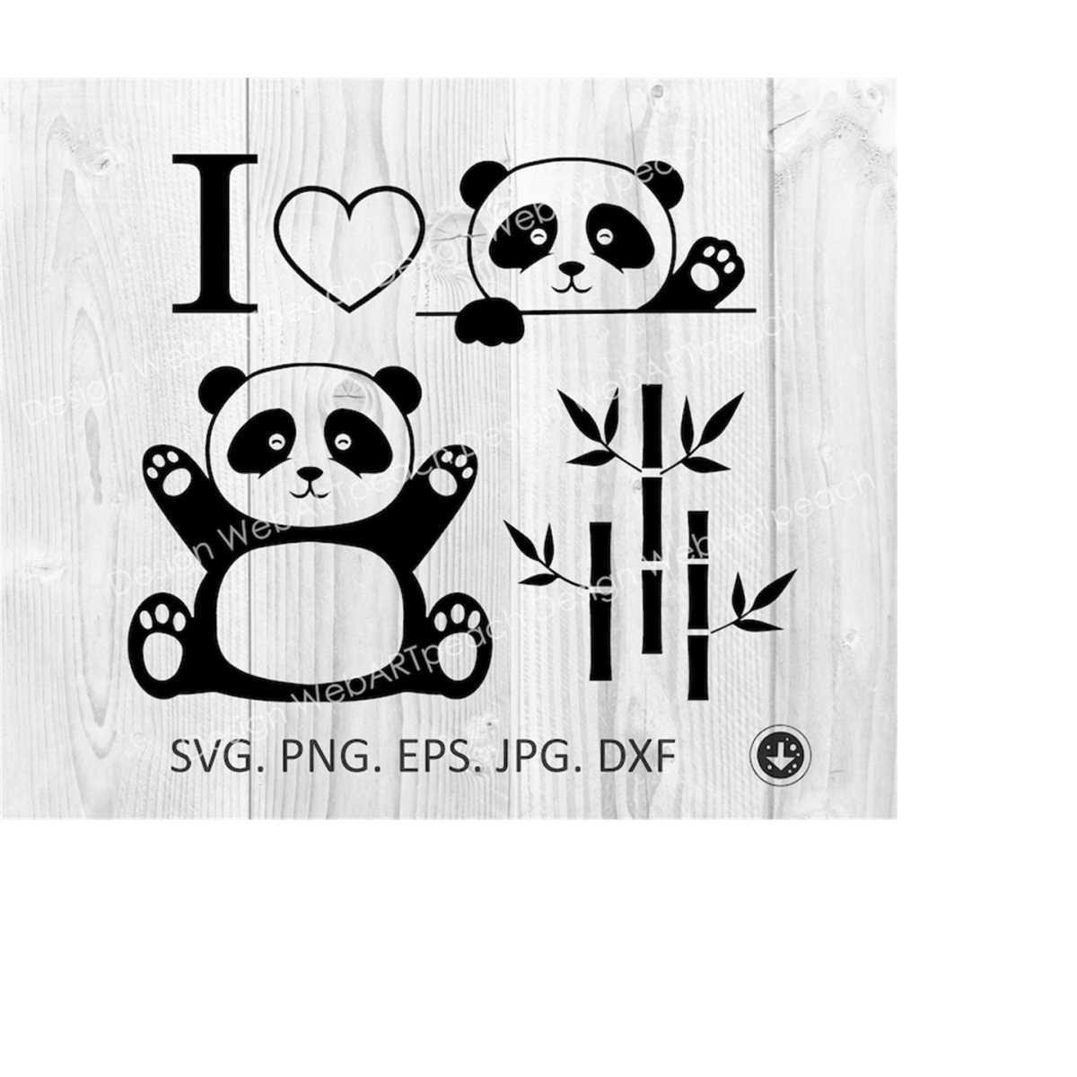 Panda svg/I love pandas png/Cute peeking panda vector/Bamboo - Inspire ...