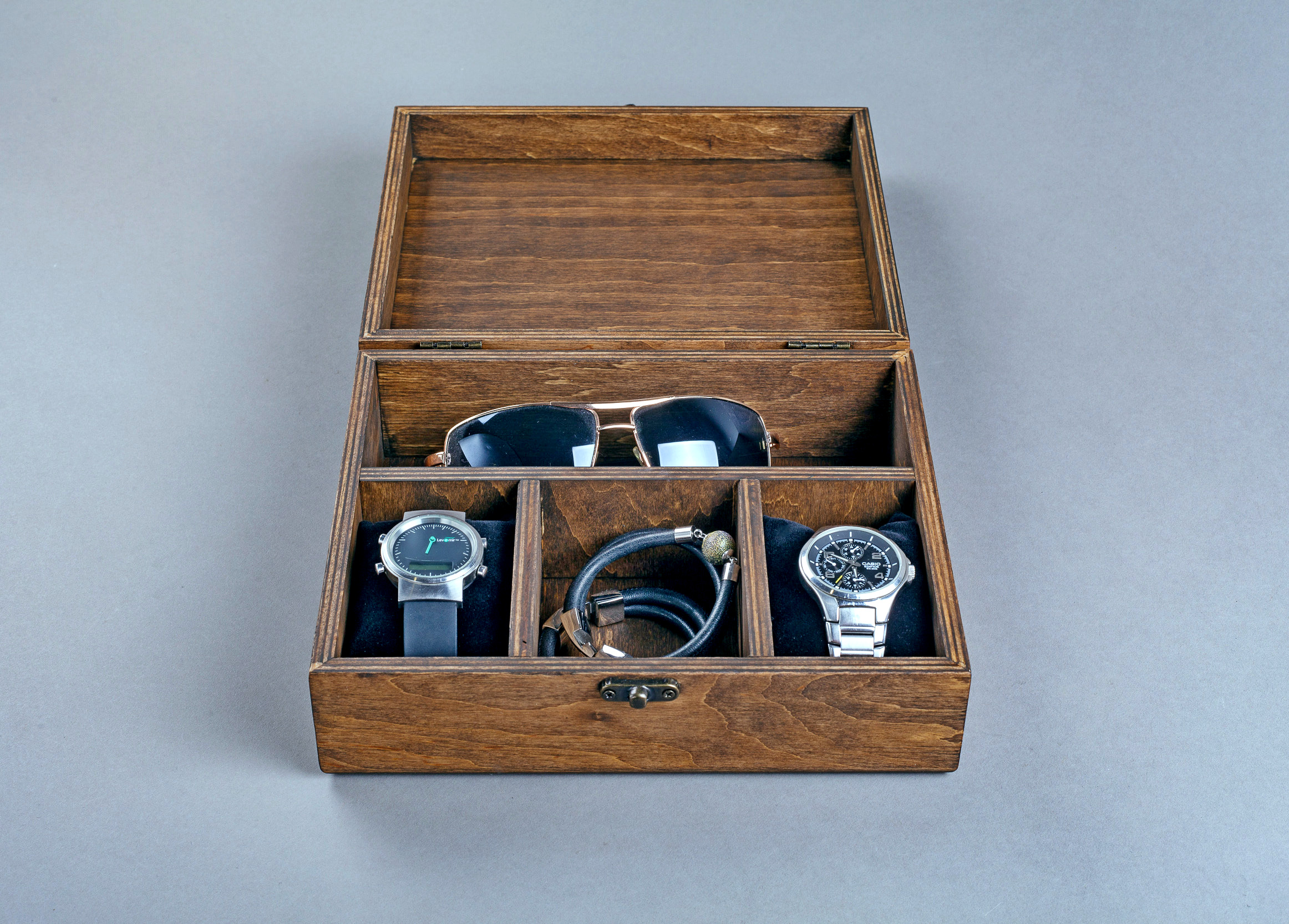 Wooden box for watches and glasses Personalized watch displa - Inspire ...