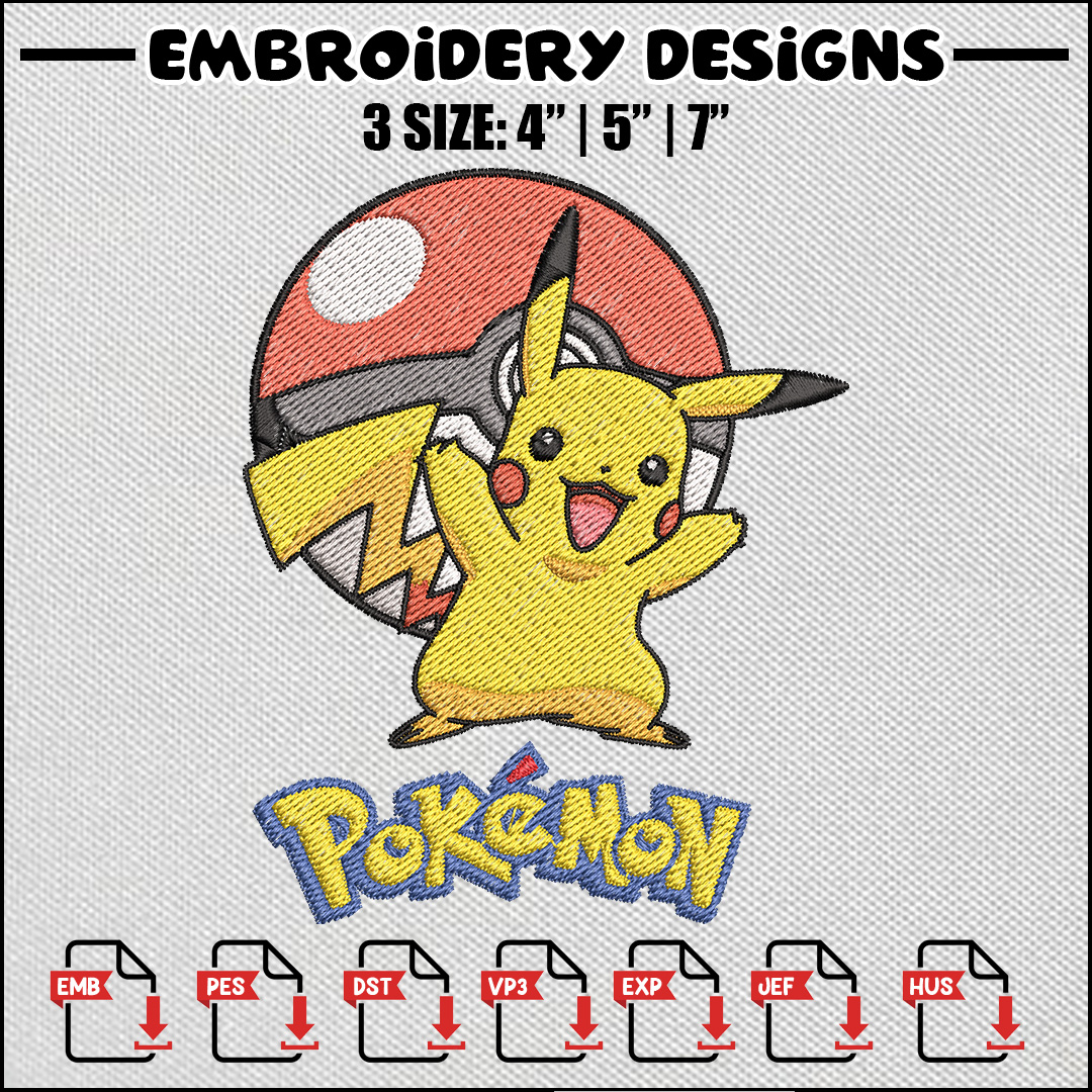 Pikachu ball embroidery design, Pokemon embroidery, Anime de | Inspire ...