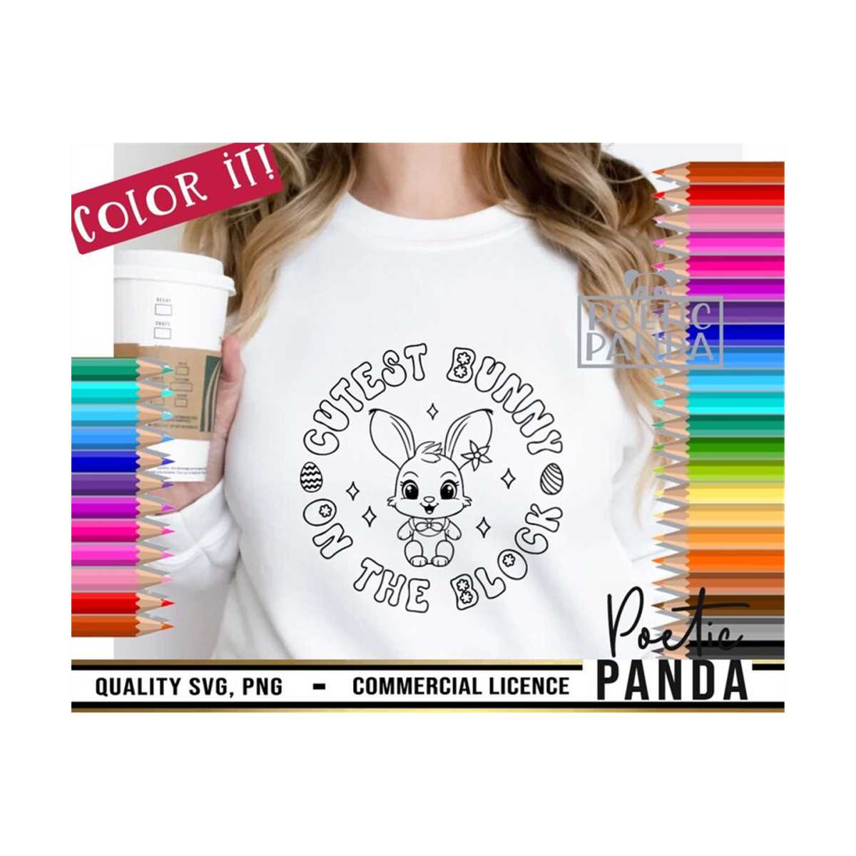 Easter Coloring SVG PNG, Coloring Shirt Svg, Happy Easter Sv | Inspire ...