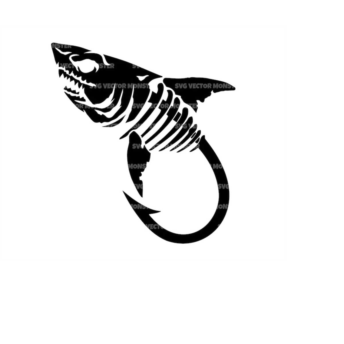Skeleton Shark Svg, Fish Hook Svg, Bass Fishing Svg, Fisherm - Inspire ...