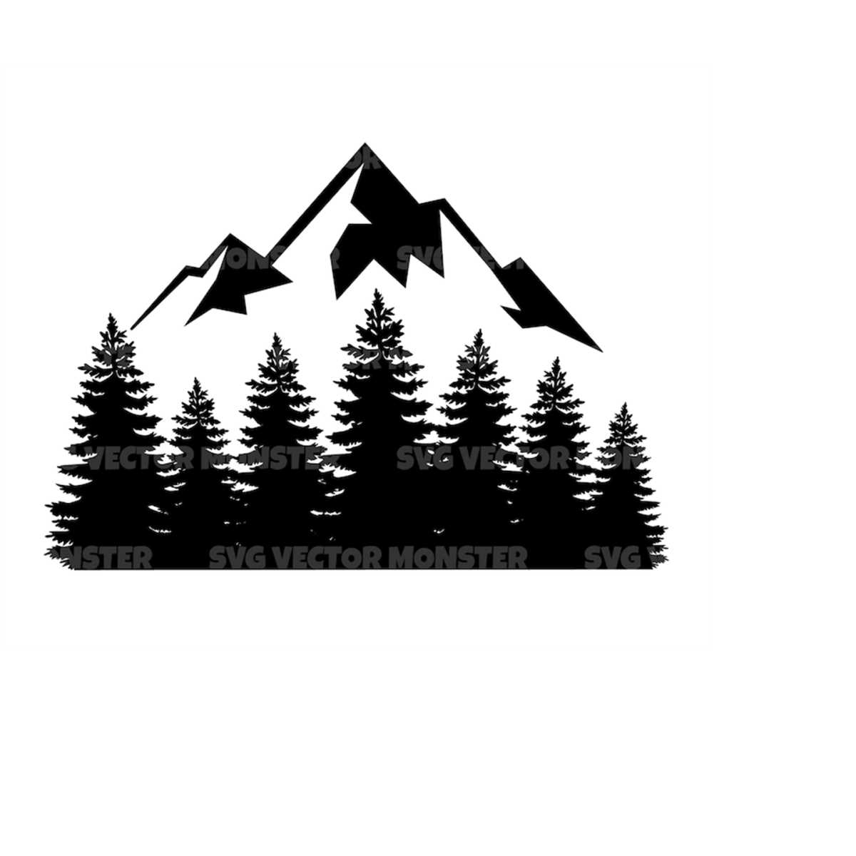 Mountain and Forest Svg, Trees Svg. Vector Cut file for Cric | Inspire ...
