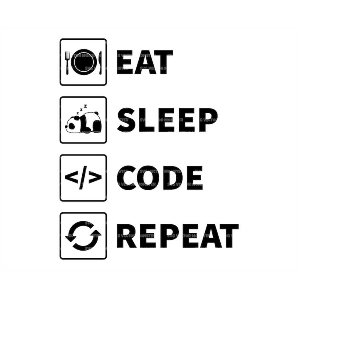 Eat Sleep Code Repeat Svg, Coder Svg, Programmer Svg. Vector - Inspire Uplift