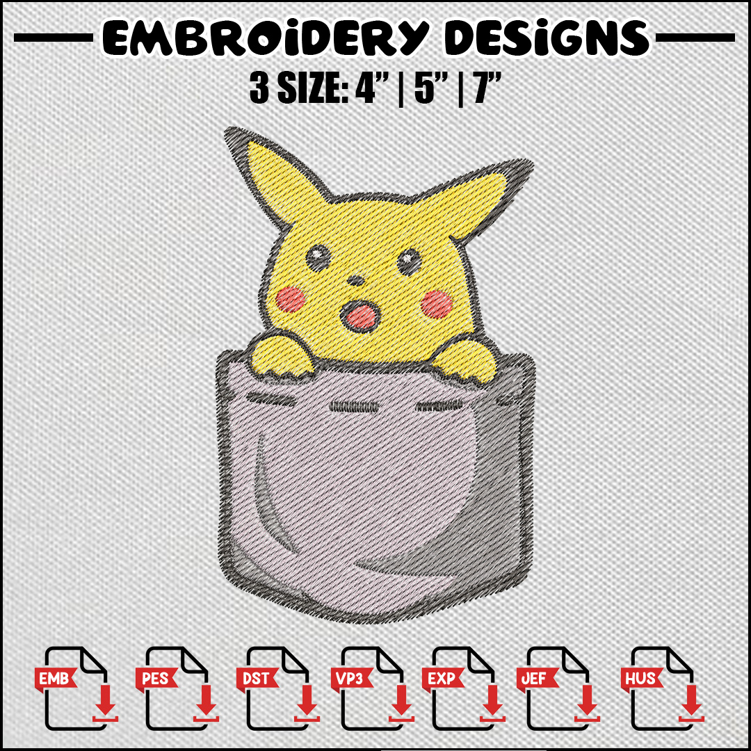 Pikachu cute embroidery design, Pokemon embroidery, Anime de - Inspire ...