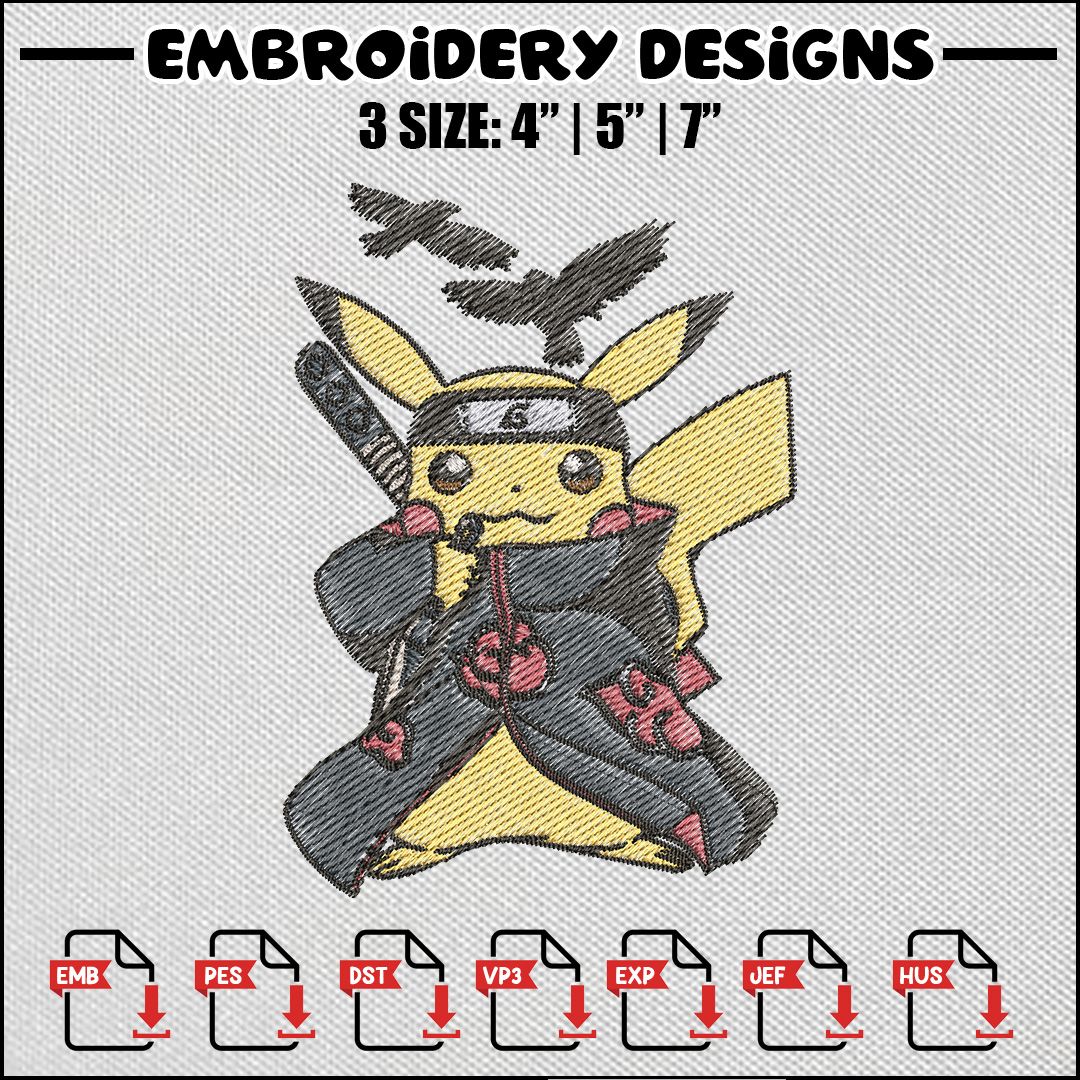 Pikachu itachi embroidery design, Pokemon embroidery, Anime | Inspire ...