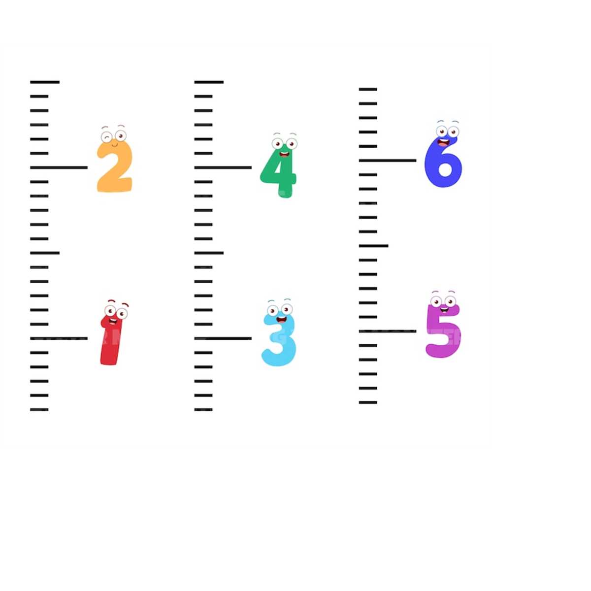 Growth Chart Ruler with Cartoon Numbers Svg, Wall Ruler. Vec - Inspire ...
