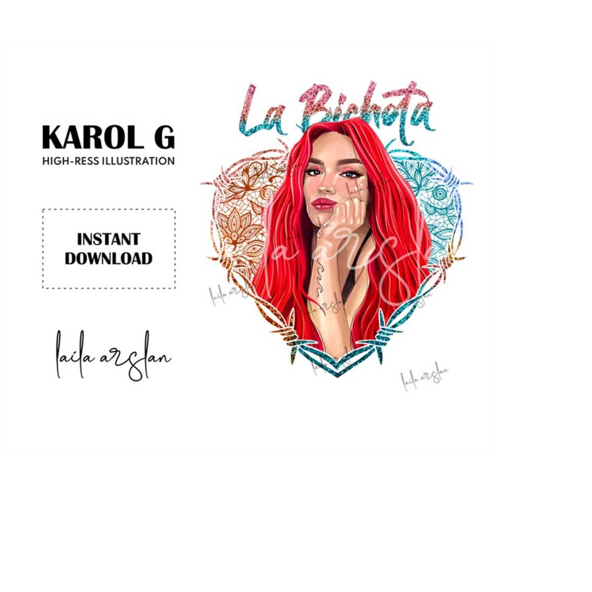 Illustration karol g, karol g with red hair png, un verano s - Inspire ...