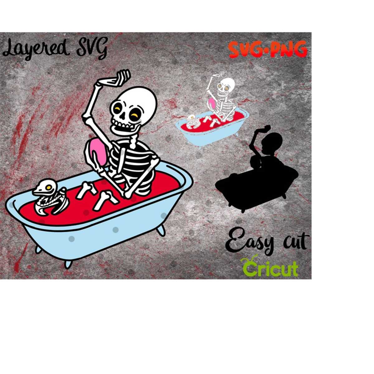 Layered SVG Skeleton takes a bath for Cricut, Horror Svg, Vi - Inspire ...