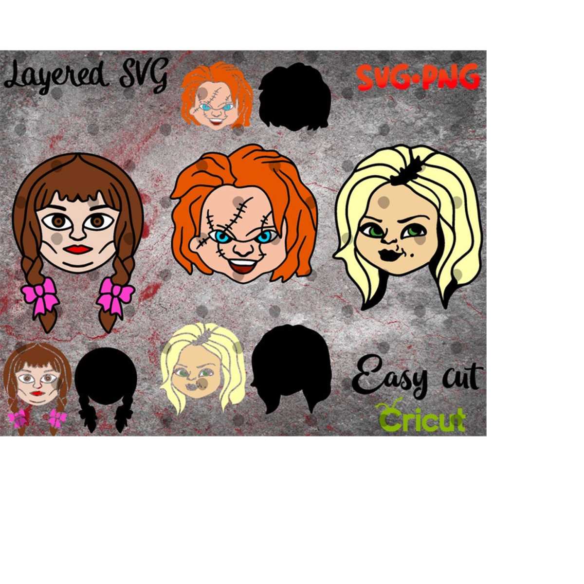 Layered SVG Horror Dolls Annabelle Chucky and Tiffany for Cr | Inspire ...