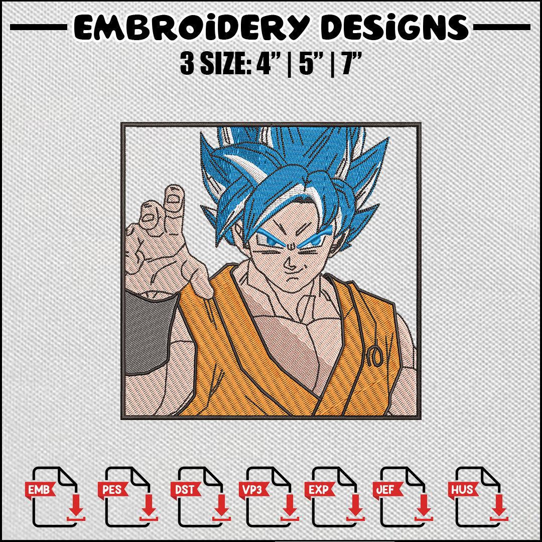 Goku blue embroidery design, Dragonball embroidery, Anime de - Inspire ...