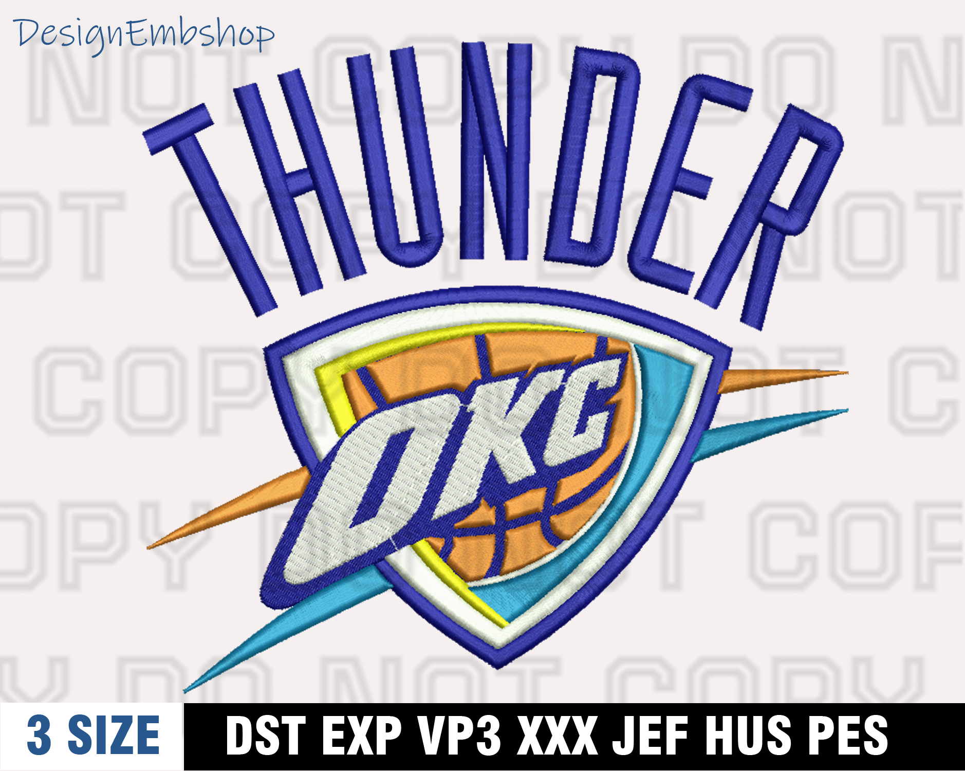 oklahoma city thunder Embroidery Designs, Embroidery Design | Inspire ...