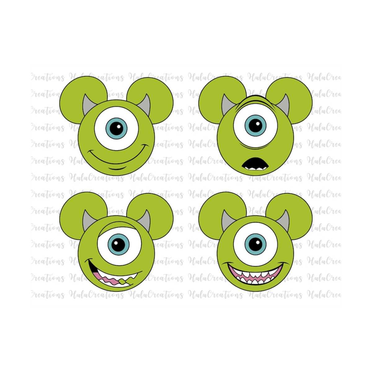 Mouse Shaped Set Svg Png, Monster Faces Svg, Green Monster S | Inspire ...