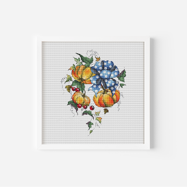 Fall Wreath Cross Stitch Pattern PDF, Pumpkins Counted Cross | Inspire ...