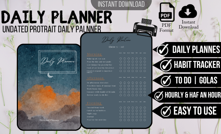 Weekly Planner Template, Hourly Planner, Dark Mode Daily Pla | Inspire ...