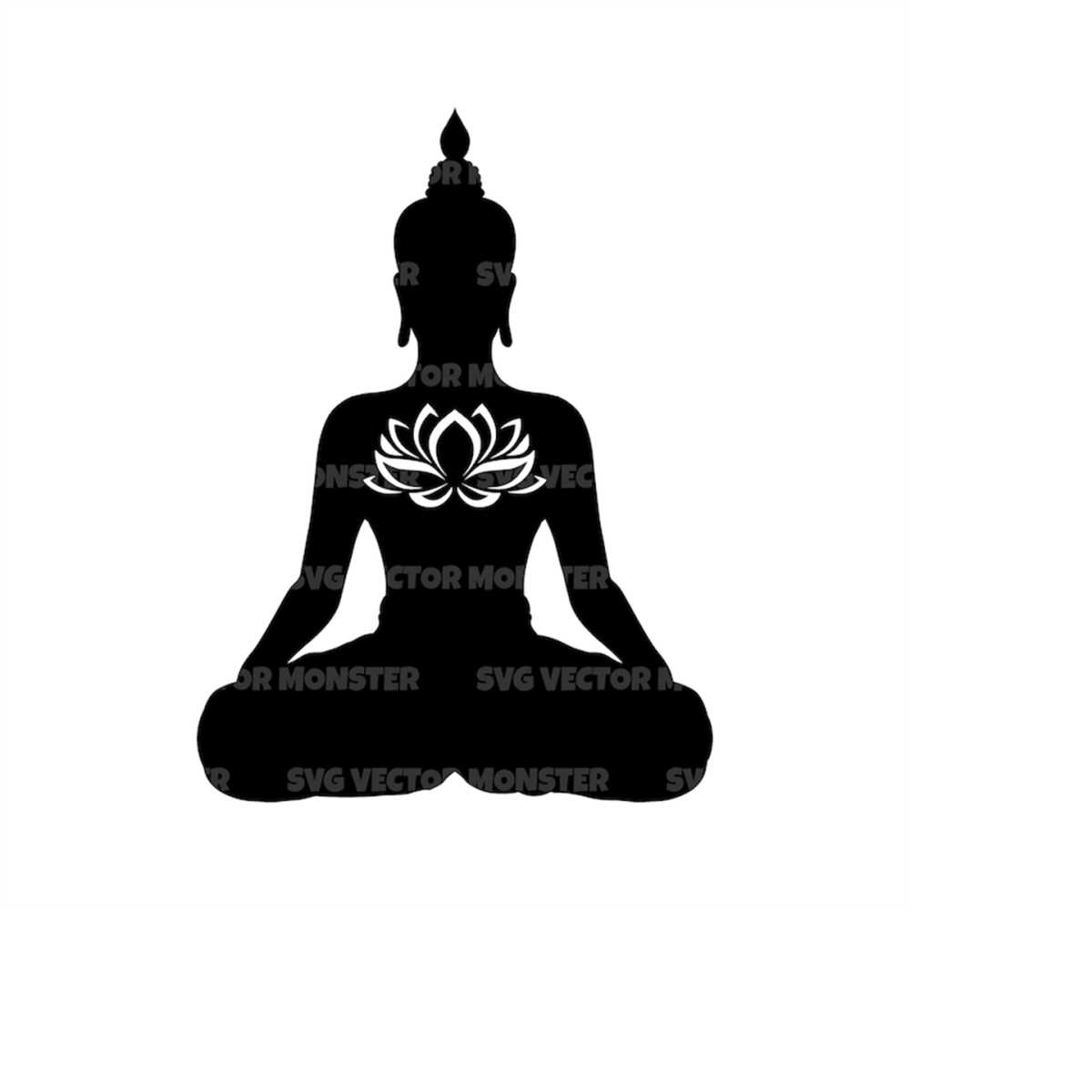 Buddha Svg with Lotus Flower. Vector Cut file For Silhouette - Inspire ...