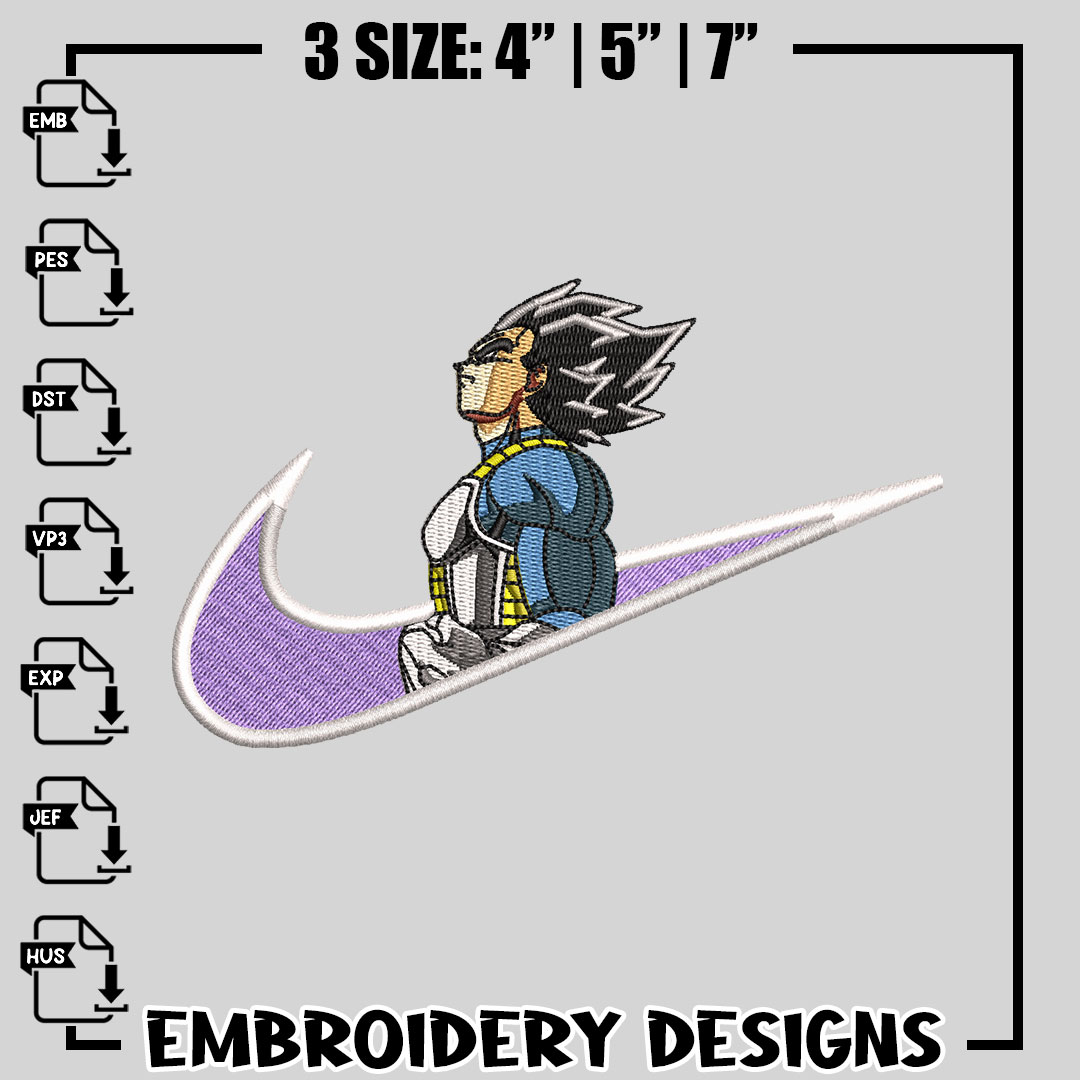 Vegeta Nike embroidery design, dragon ball embroidery, Nike - Inspire ...