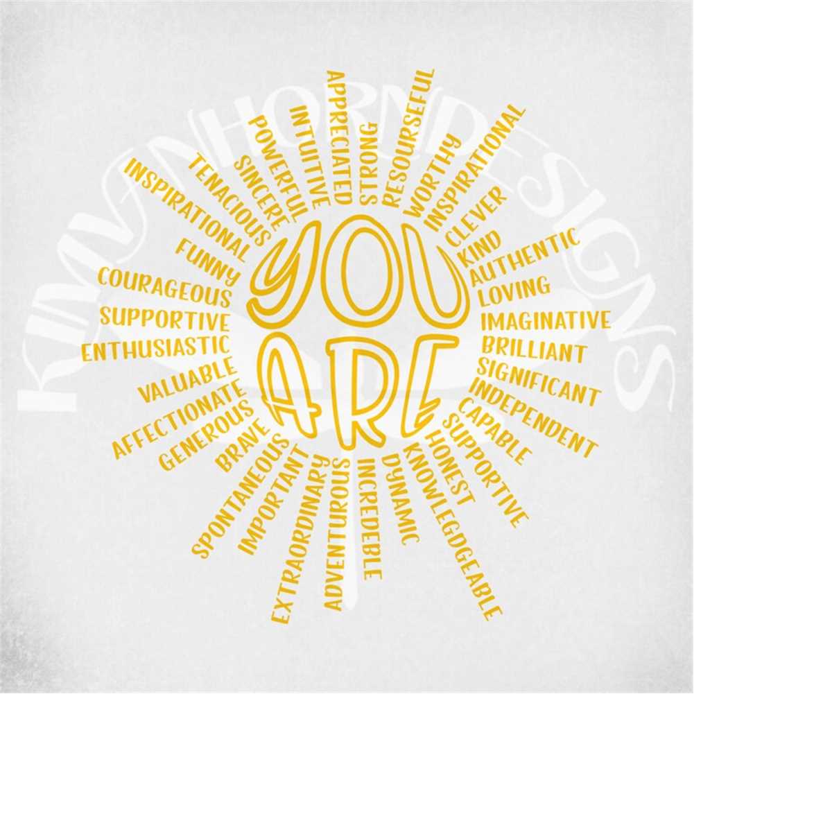 Affirmation Sun in Yellow, Single Layer svg and dxf Cut File | Inspire ...
