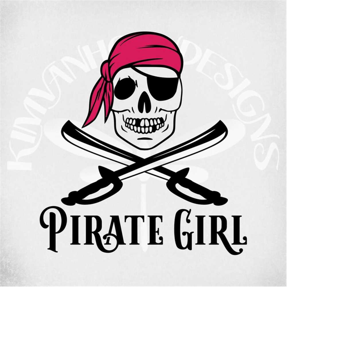 Pirate Girl svg and dxf Cut Files, Printable png and Mirrore - Inspire ...
