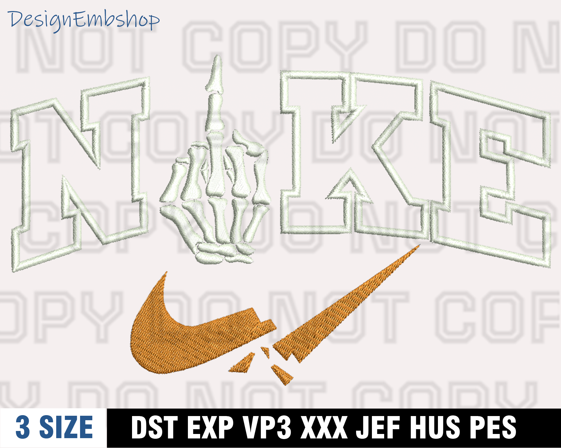 Nike Finger Skeleton Embroidery Designs, Embroidery Designs | Inspire ...