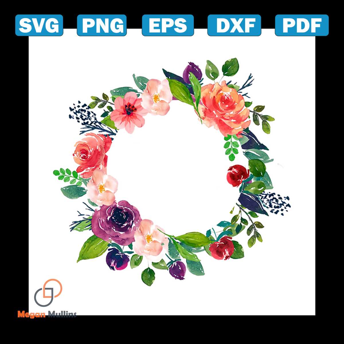 Pastel Watercolors Flowers Wreath Svg, Flower Svg, Flowers M | Inspire ...
