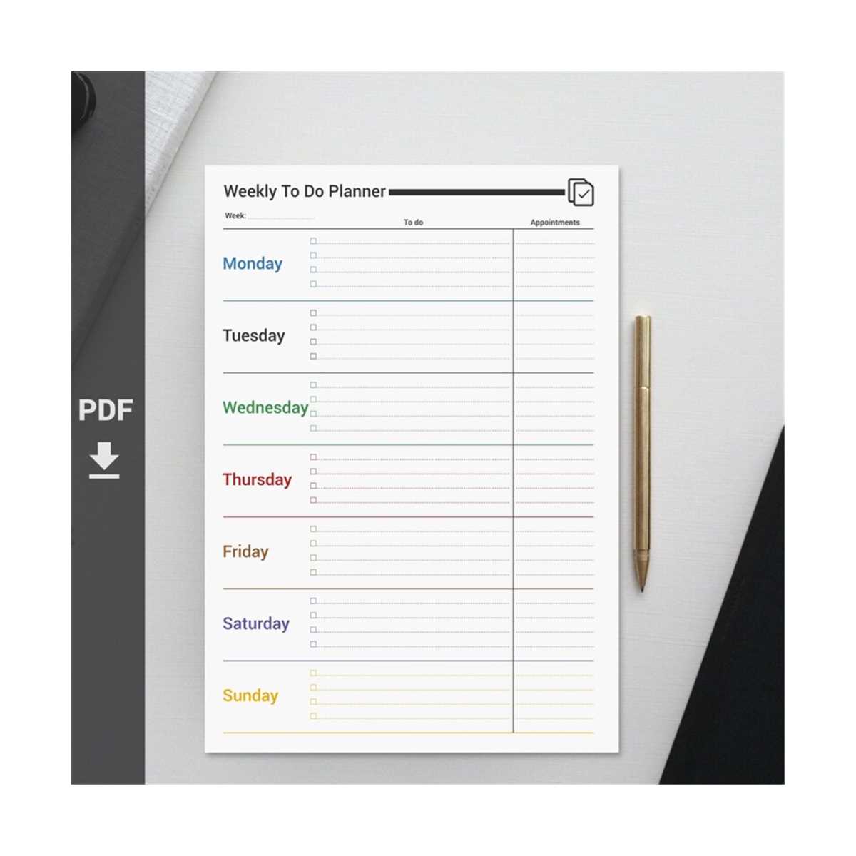 Printable Weekly Todo Planner to organize your days with tod | Inspire ...