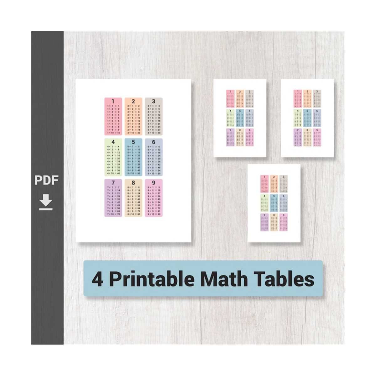 Printable Math Set Tables - Multiplication, Addition, Subtra | Inspire ...