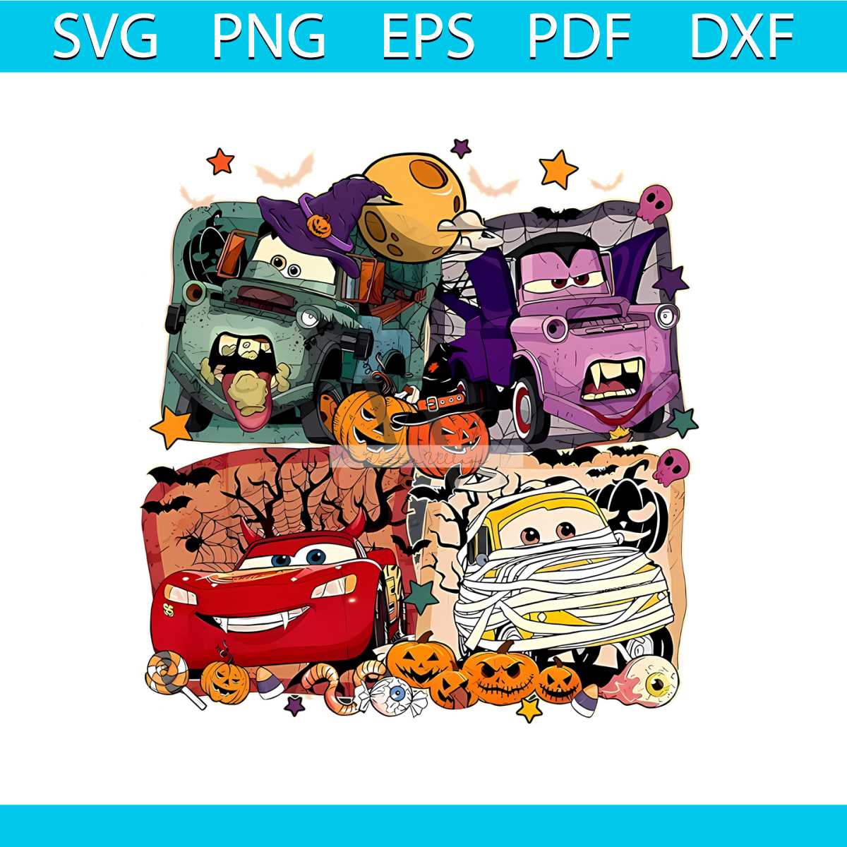 Halloween Pixar Car Disney McQueen PNG Sublimation | Inspire Uplift