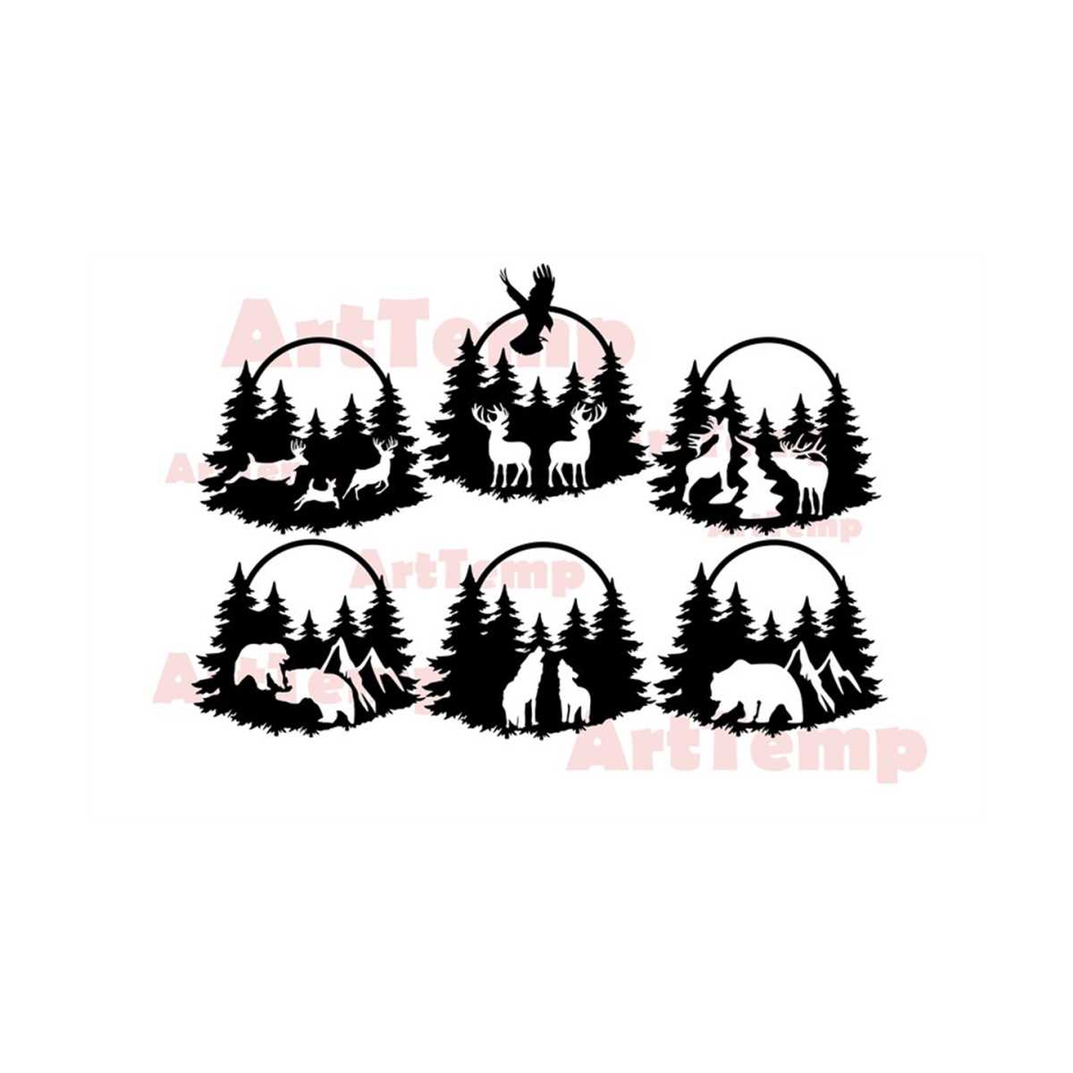 6 Wildlife scene SVG,Animals DXF cut file, svg for cricut, d - Inspire ...