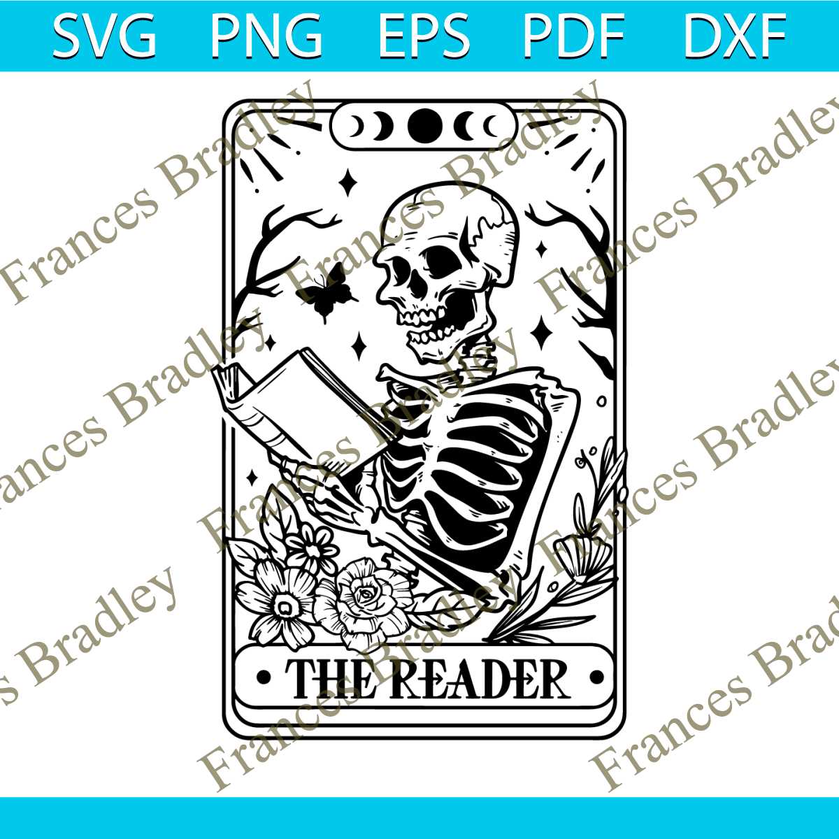 The Reader Tarot Card Skeleton Read Book SVG Digital File | Inspire Uplift