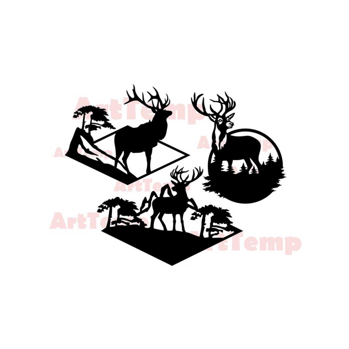 Deer scene SVG, Wildlife DXF cut file, svg for cricut, dxf f - Inspire ...