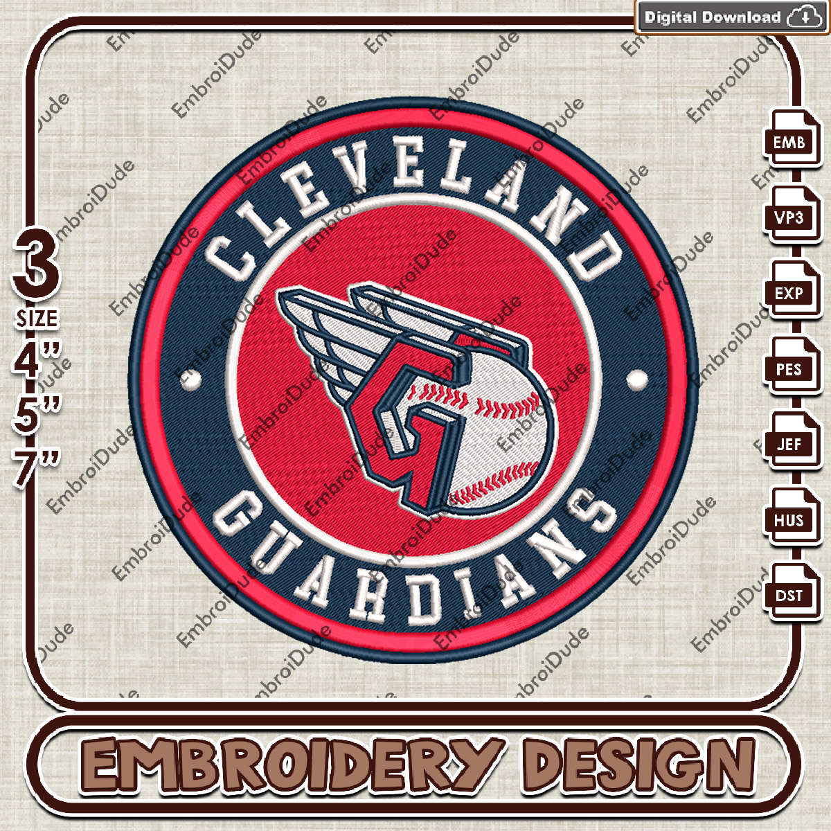 MLB Cleveland Guardians Team Embroidery Design, MLB Embroide | Inspire ...