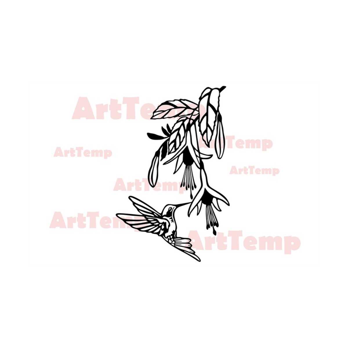 Hummingbird and Fuchsia Svg, Exotic bird dxf, Tree Stake DXF | Inspire ...