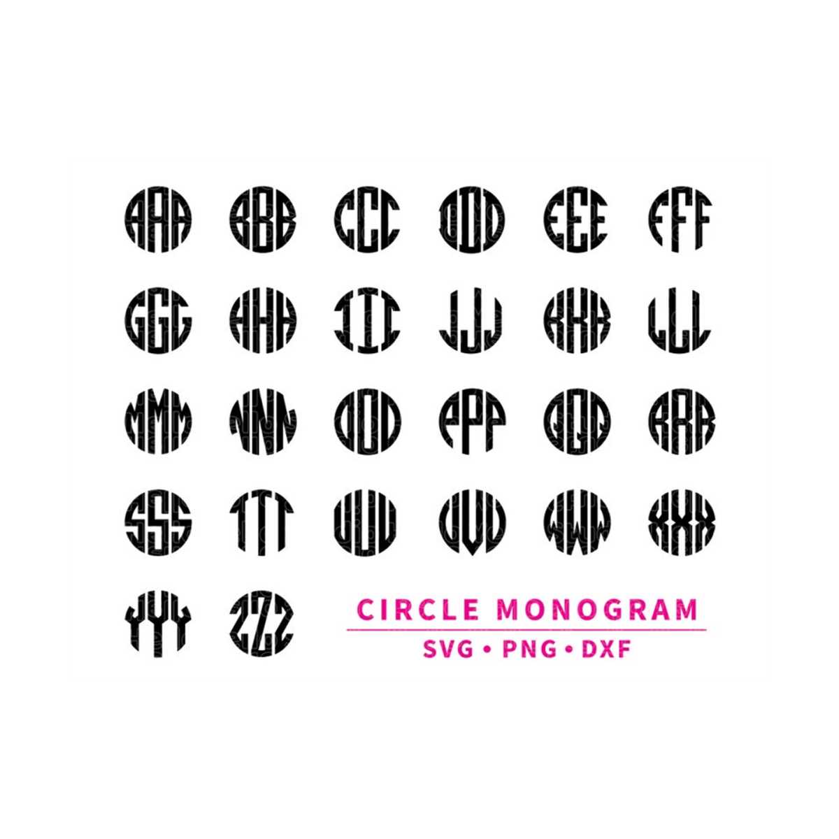 Circle Monogram Letters SVG, Monogram Alphabet, Cut File for | Inspire ...
