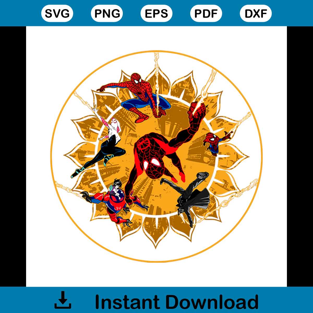 Sunflower Gang Spider Man Svg, Flower Svg, Sunflower Shape S - Inspire ...