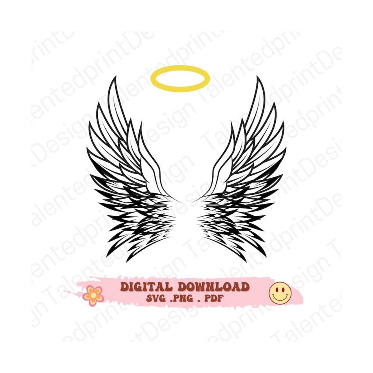 Angel Wings SVG, memorial svg, Angel svg, Halo svg, Cricut - Inspire Uplift