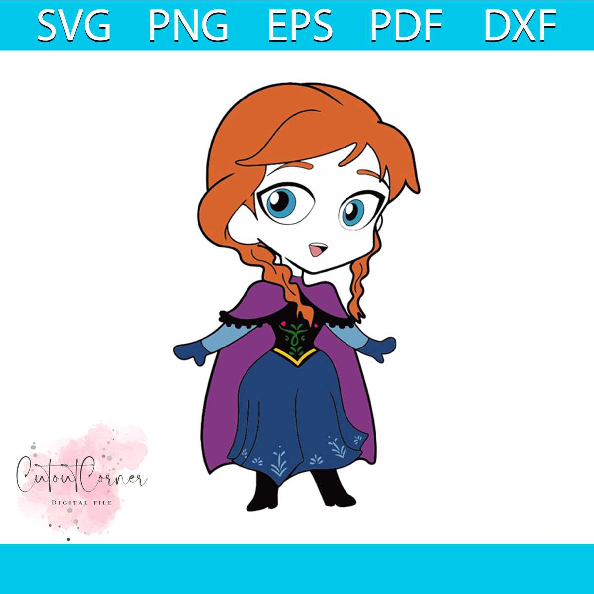 Frozen Princess Anna Chibi Svg, Disney Svg, Anna Princess Sv | Inspire ...