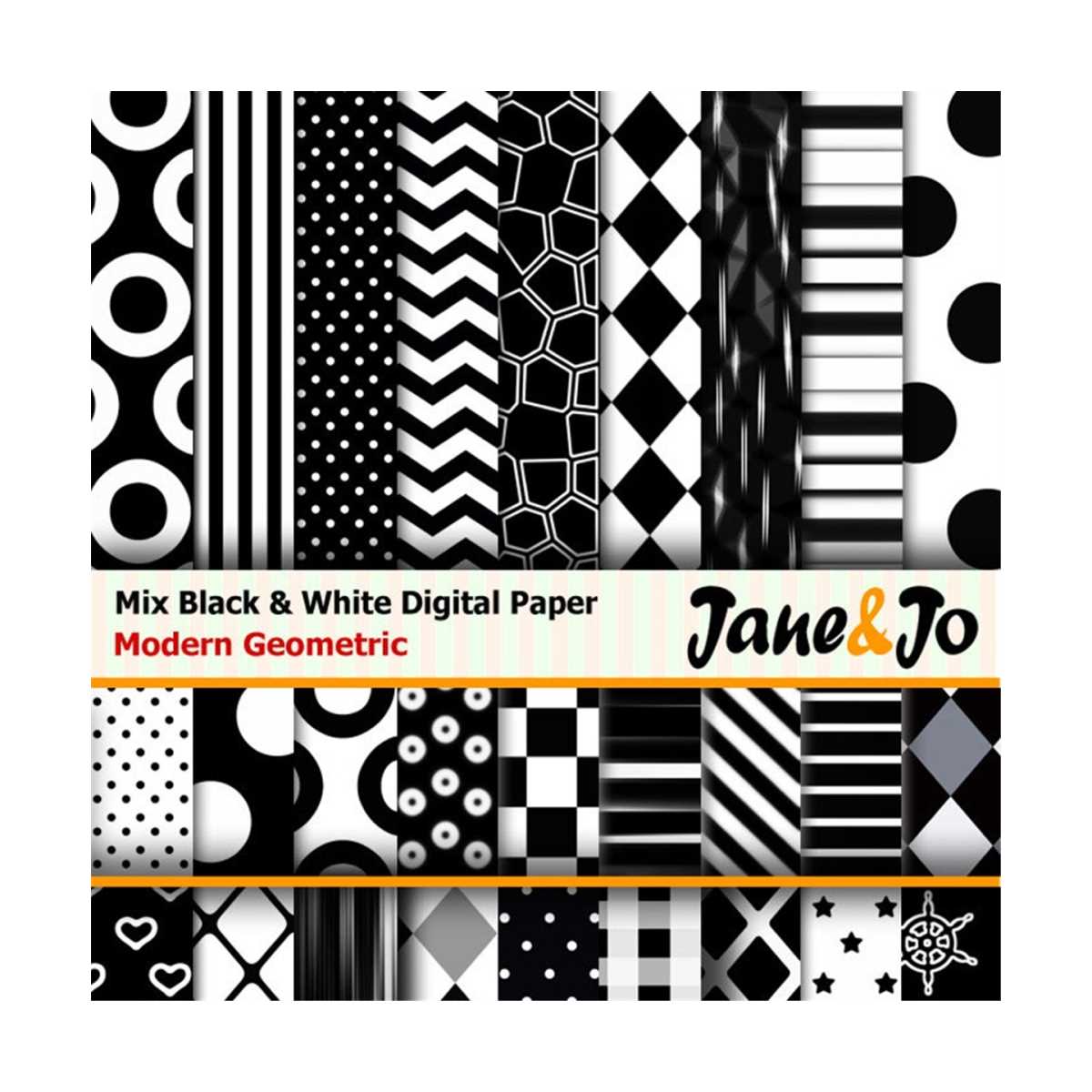 36 Black digital papers,Modern,Geometric Pattern,Printable,I | Inspire ...