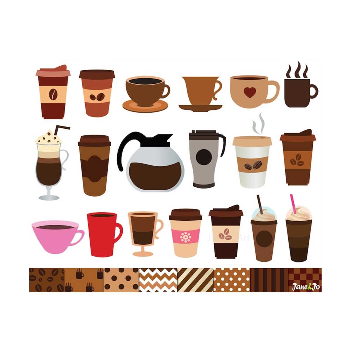 40 Coffee Clipart and 8 Digital Papers,Coffee Clip art,Coffe | Inspire ...