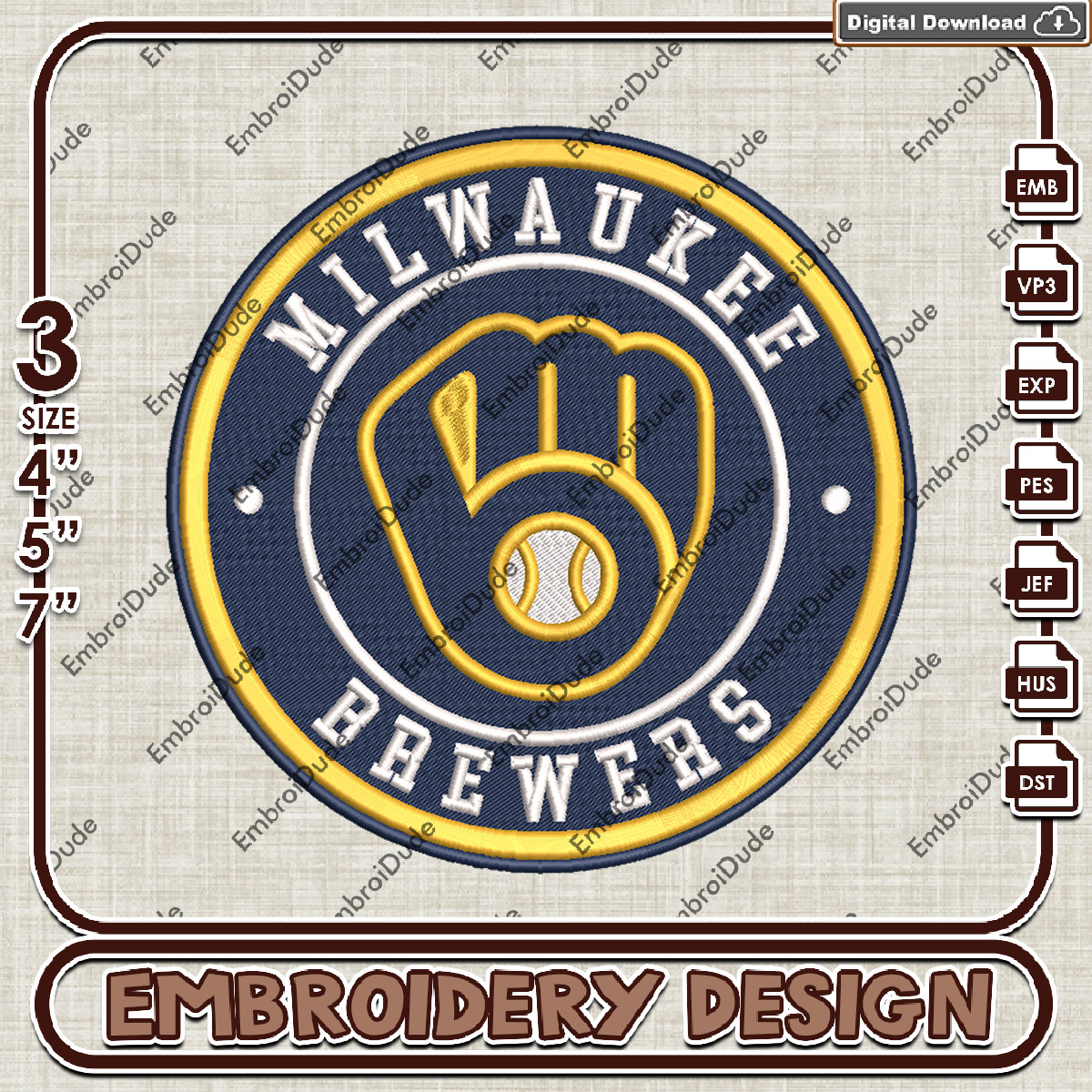 MLB Milwaukee Brewers Team Embroidery Design, MLB Embroidery - Inspire ...