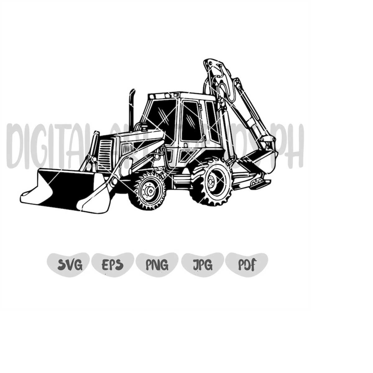 Backhoe-Loader Clipart-Vector Clip Art Graphics-Digital Down | Inspire ...