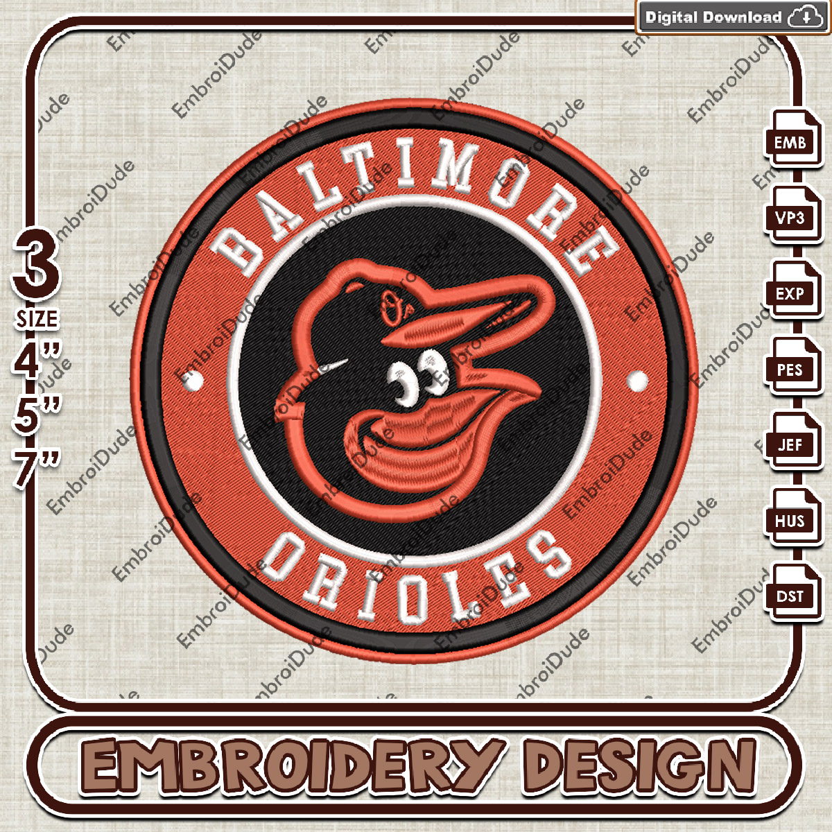 MLB Baltimore Orioles Team Embroidery Design, MLB Embroidery | Inspire ...