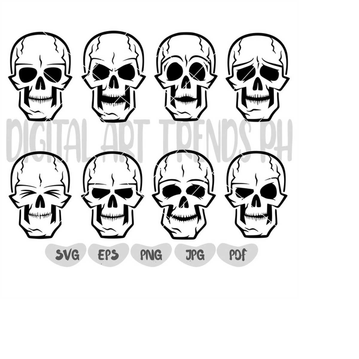 Skull Bundle Svg, Skull with emotions Svg, Skull Svg, Skull | Inspire ...