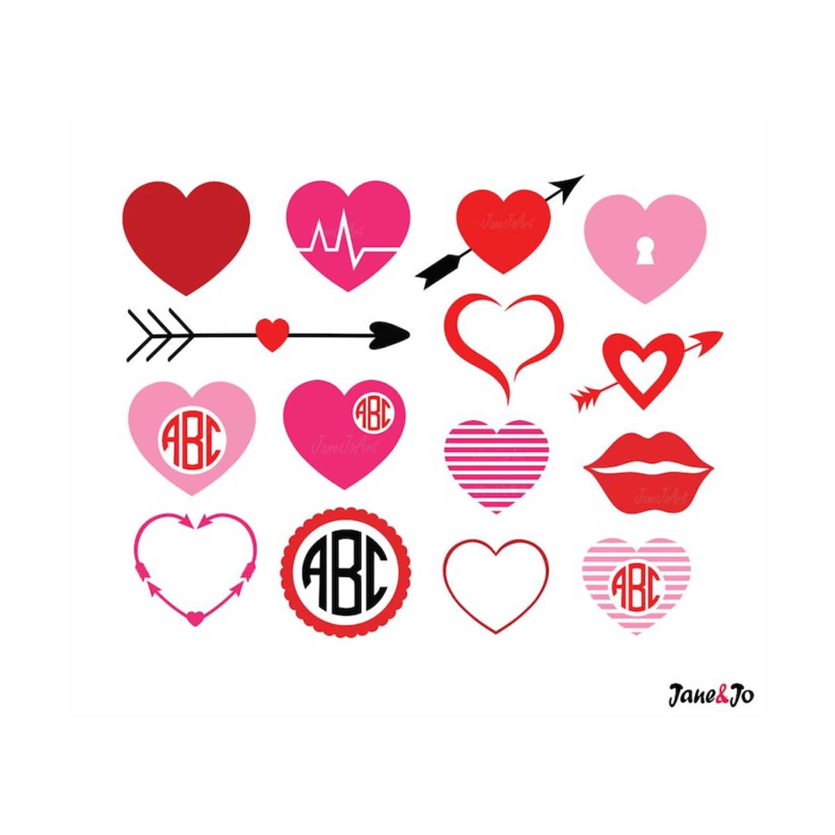 Heart Circle Monogram Frames SVG, Hearts Monogram svg,Valent | Inspire ...